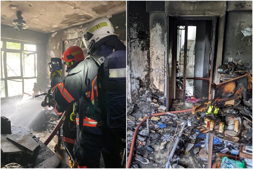 Five people taken to hospital after fire in HDB block in Yishun Ring ...