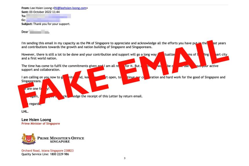 Scammers target PM Lee in fake e-mail scam | The Straits Times