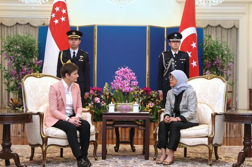 Serbian Prime Minister calls on President Halimah and Acting PM Teo ...