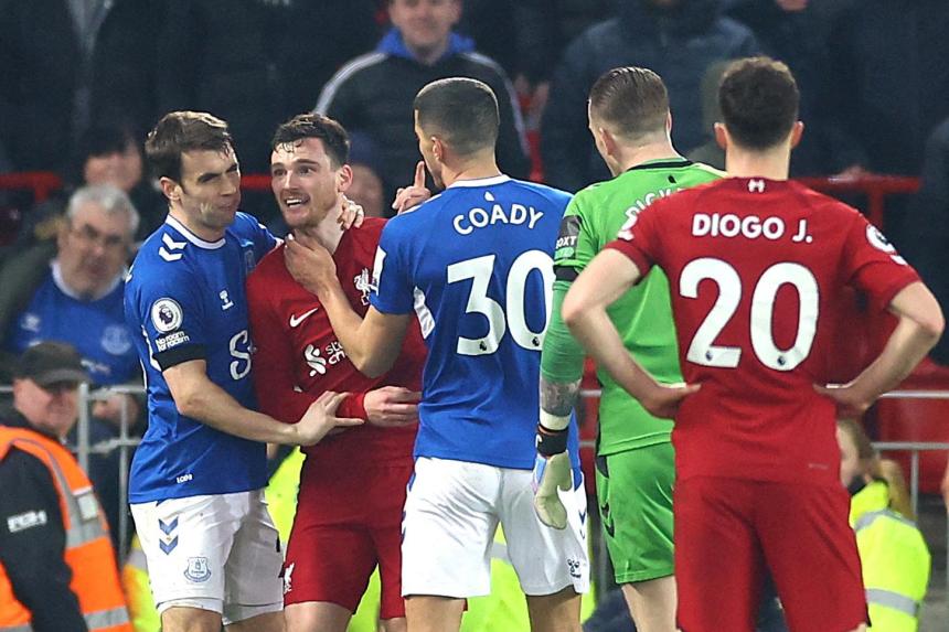 Football: Everton, Liverpool fined for derby 'mass confrontation' | The Straits Times