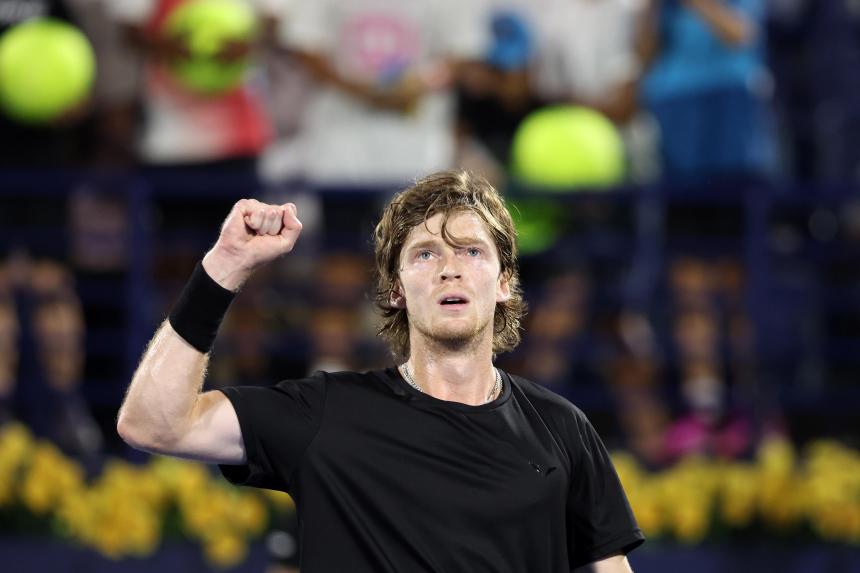 Tennis: One year on, Russia's Rublev returns to anti-war theme in Dubai ...