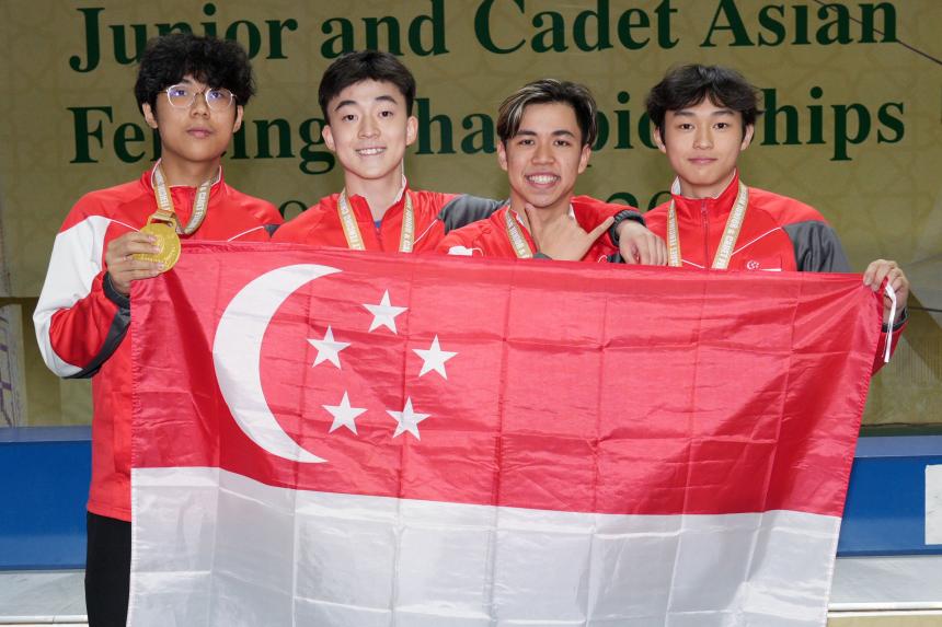 Singapore U-17 men’s foil team win historic gold at Asian Junior and ...