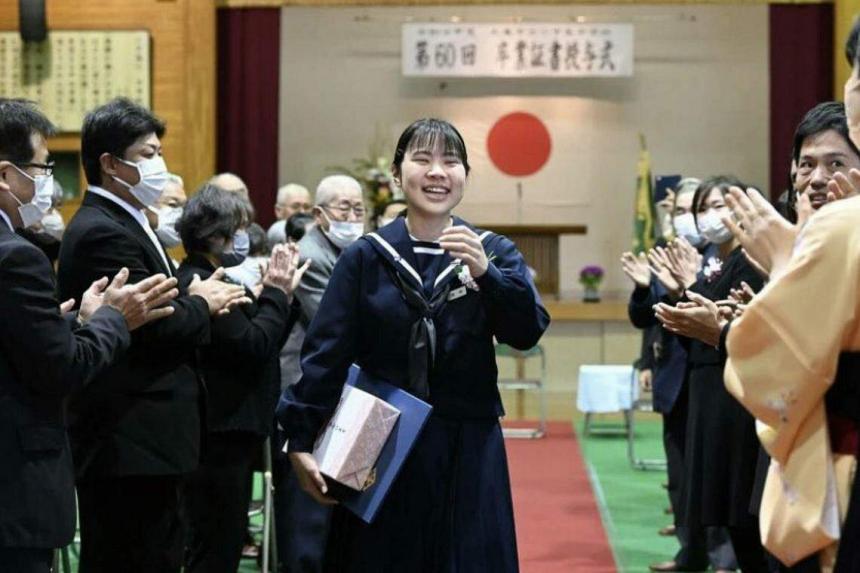 On remote island of Oteshima, Japanese school holds graduation ceremony ...