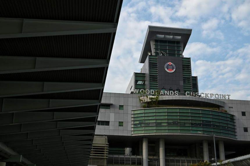 One of two lanes along viaduct leading to Woodlands Checkpoint to be ...
