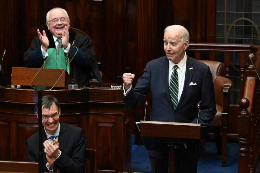 An emotional Joe Biden tells Irish Parliament: I'm home | The Straits Times