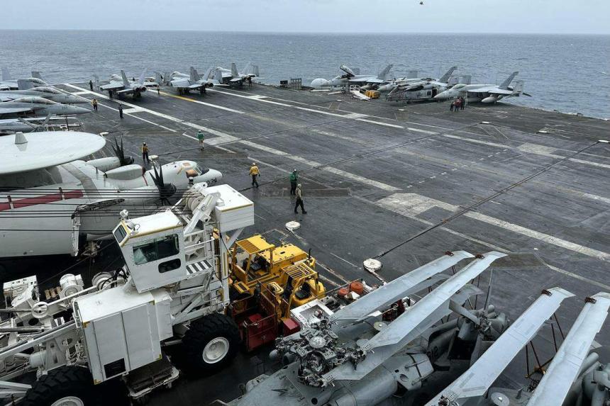 Aboard the Nimitz, a high-stakes passage on the high seas | The Straits ...
