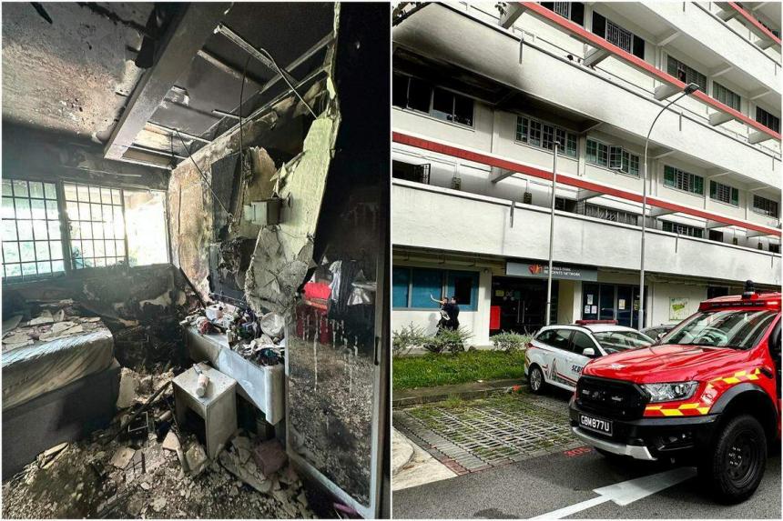 60 residents evacuated from Tampines block after flat catches fire ...
