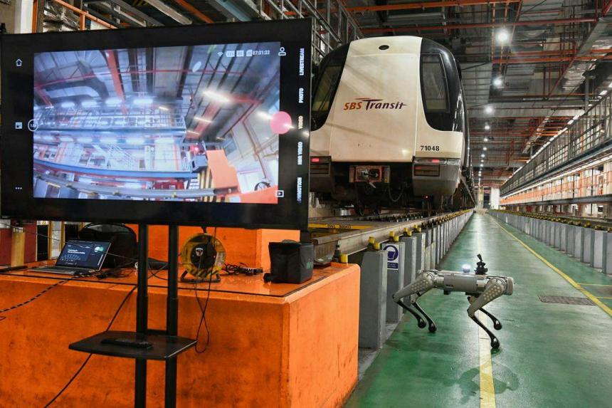 NEL to get robotic dog to aid MRT train inspections | The Straits Times