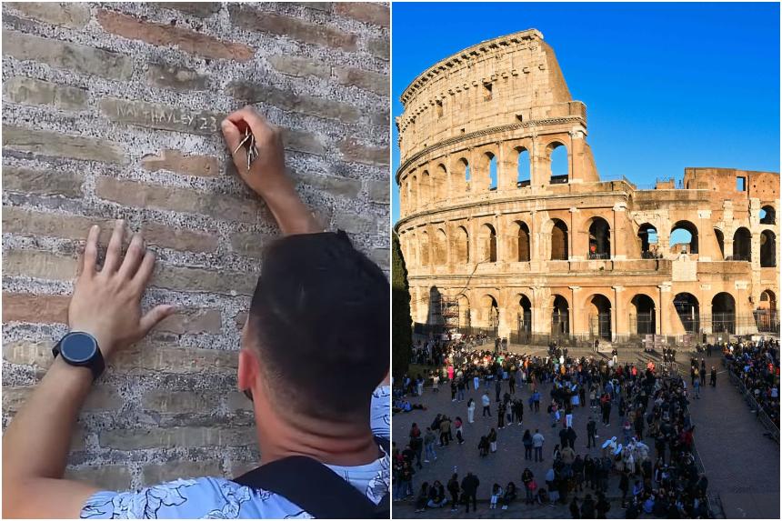 ‘Ivan + Hayley 23’: Tourist who carved names on Rome’s Colosseum sparks ...