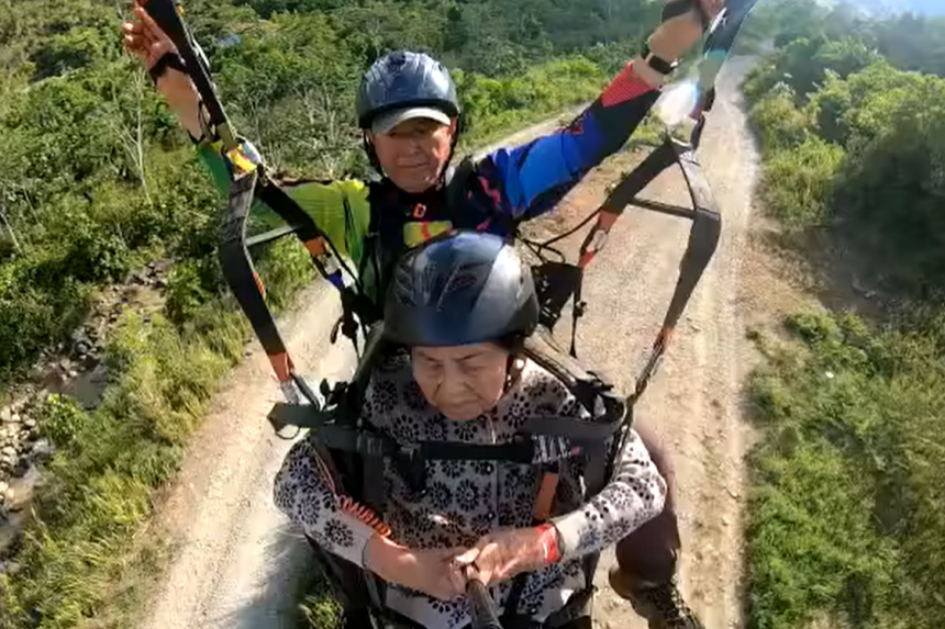 87-year-old woman creates buzz online for paragliding in Sabah | The ...