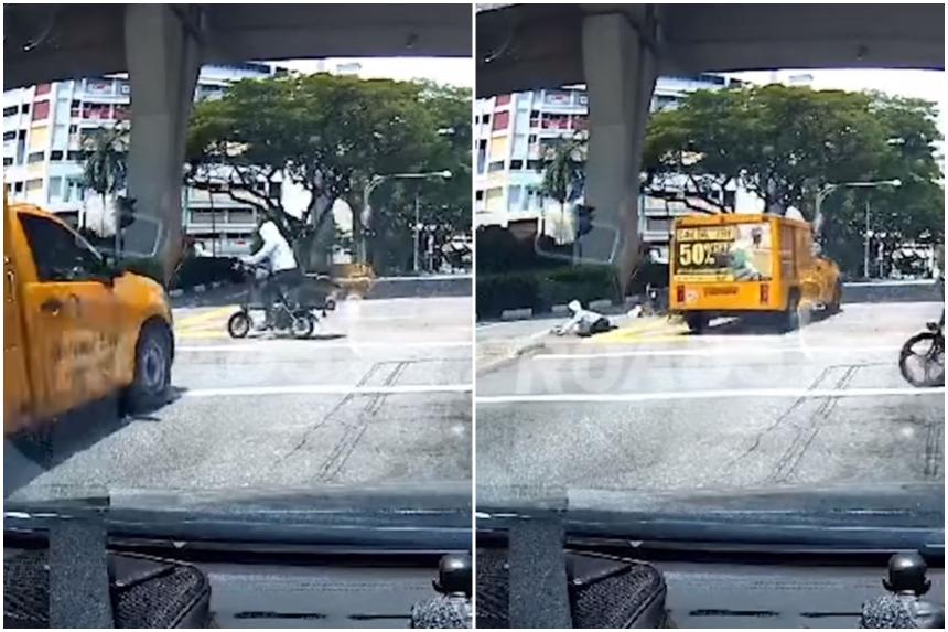 E-bike rider going against red light sent flying after getting hit by ...