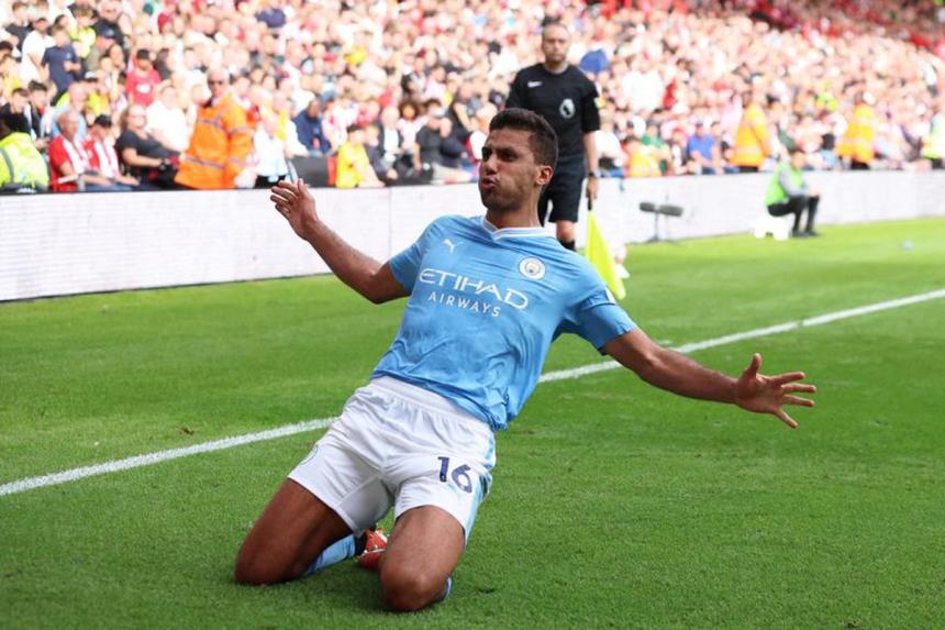 Late Rodri winner fires Man City to top of table | The Straits Times