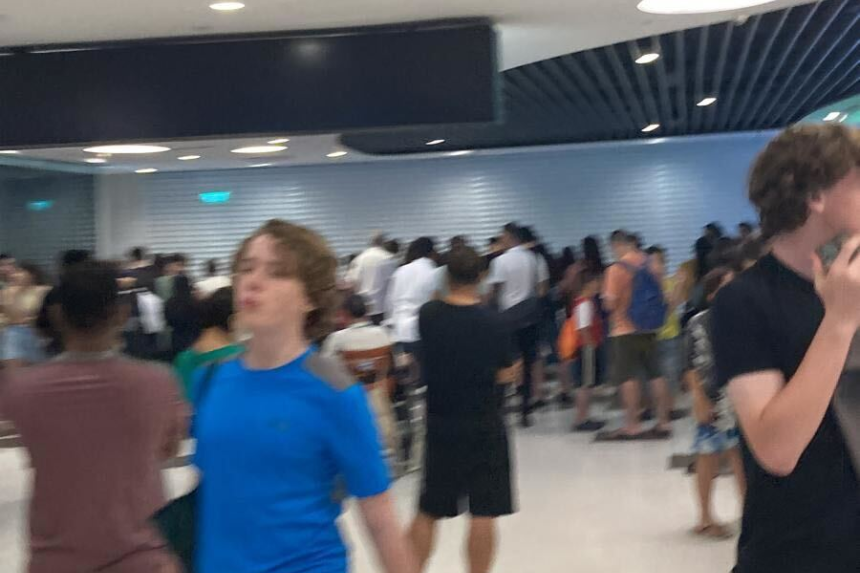 Mall fires will activate shutters to close, look for the green exit ...