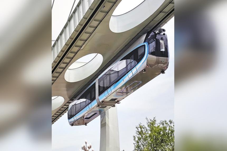 China’s first suspended monorail line launched | The Straits Times