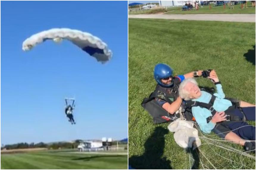 ‘It’s nothing to be afraid of’: 104-year-old Chicago woman skydives to ...
