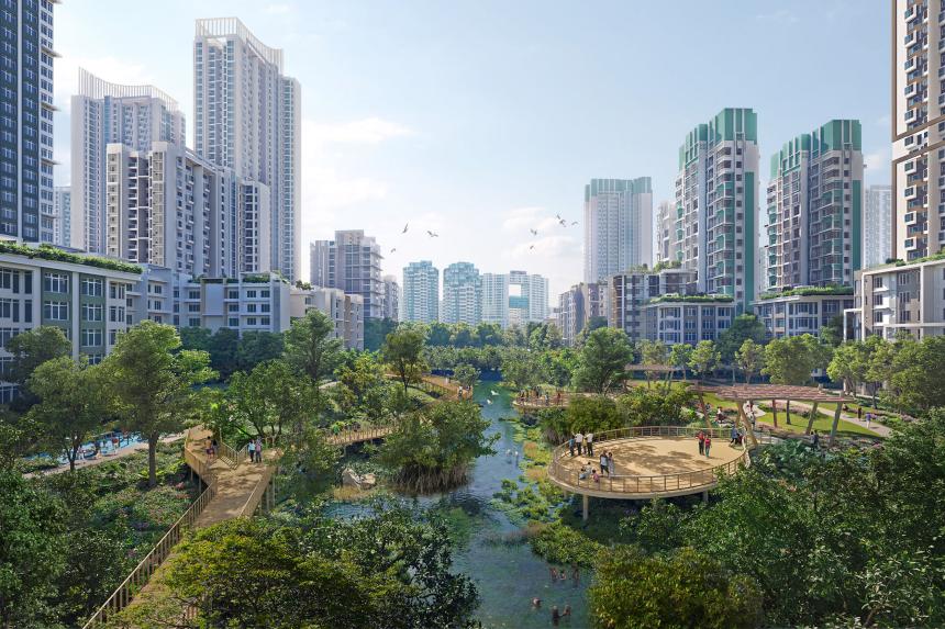 Plans for a good mix of public and private housing in the city area ...