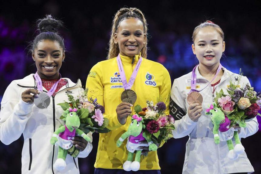 Brazil's Rebeca Andrade takes vault gold, as Simone Biles settles for ...