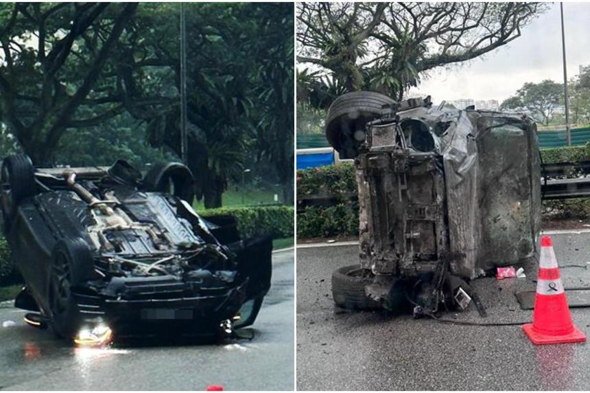 Two men taken to hospital after accident on PIE | The Straits Times