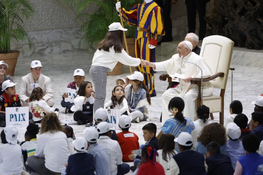 Pope talks and jokes with children at rally after brief health scare ...