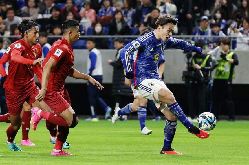 Ayase Ueda scores hat-trick as Japan thrash Myanmar to start World Cup ...