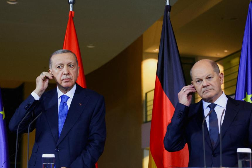 Germany, Turkey leaders trade barbs over Israel-Hamas war | The Straits ...