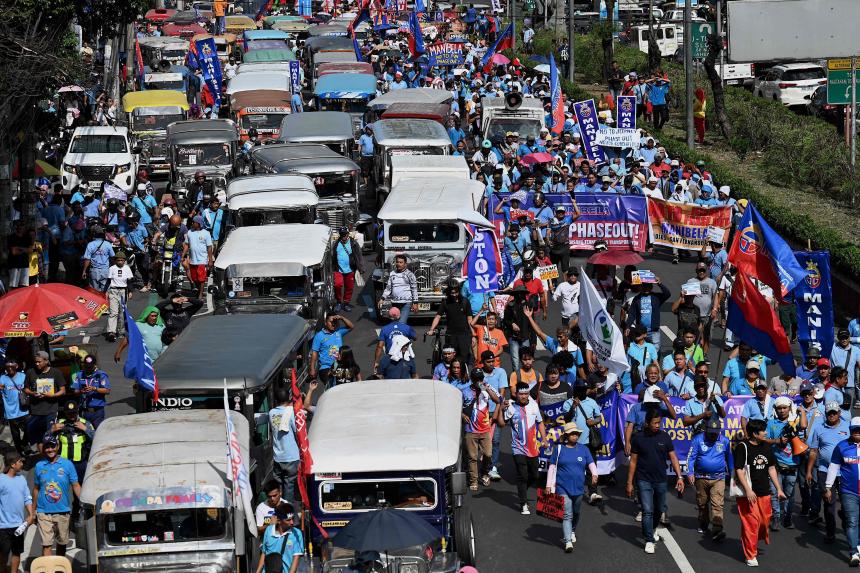 Philippine jeepney drivers protest over phase-out plan | The Straits Times