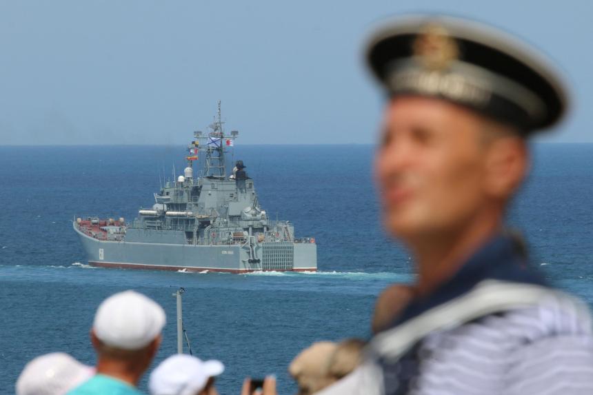Ukraine says it sank Russian landing warship in Black Sea | The Straits ...