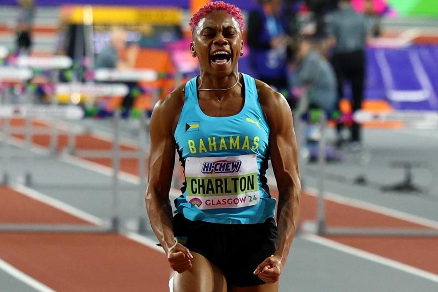Charlton lowers 60m hurdles world record again at world indoors | The Straits Times