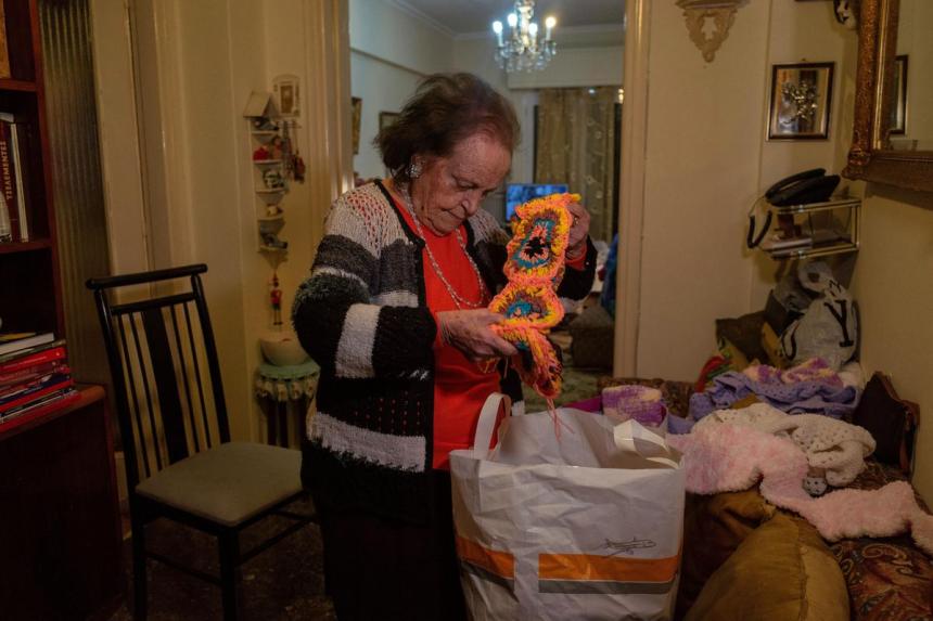 A 93-year-old Greek grandmother's scarves travel to children in need ...