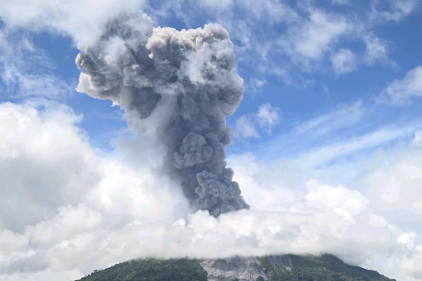 Volcano in eastern Indonesia erupts, alert level raised | The Straits Times