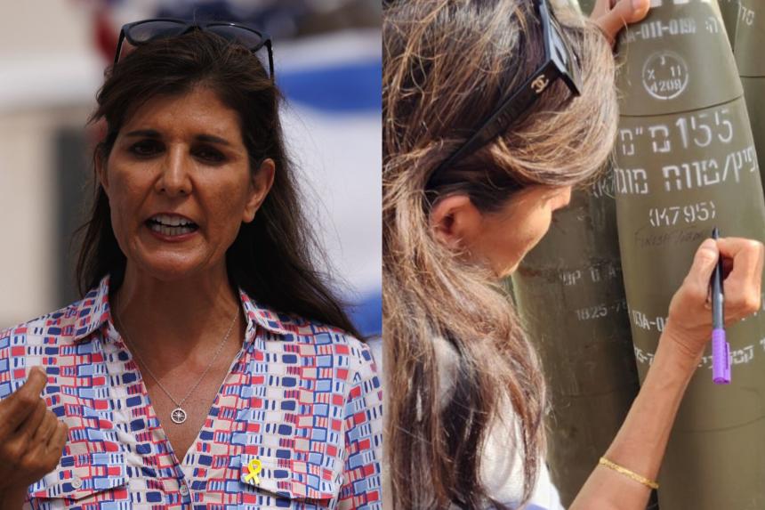Nikki Haley writes 'Finish Them' on Israeli artillery shell, drawing ...