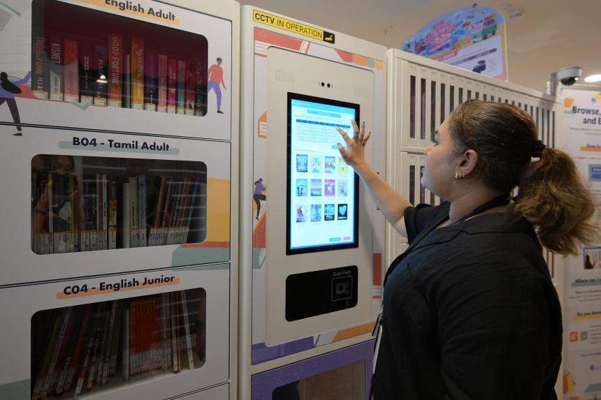 Browse and borrow library books at new self-service kiosk at Bukit ...