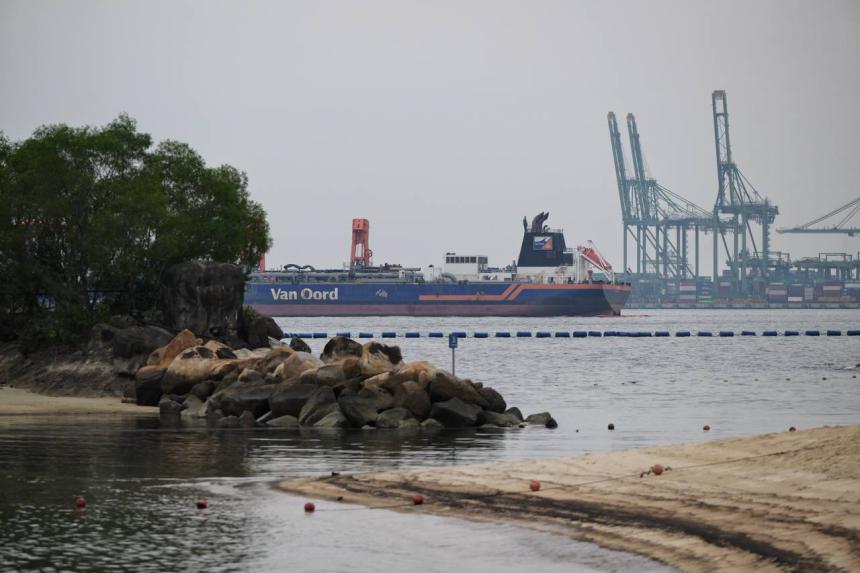 Beachfront in parts of East Coast Park closed amid oil spill; Sentosa ...