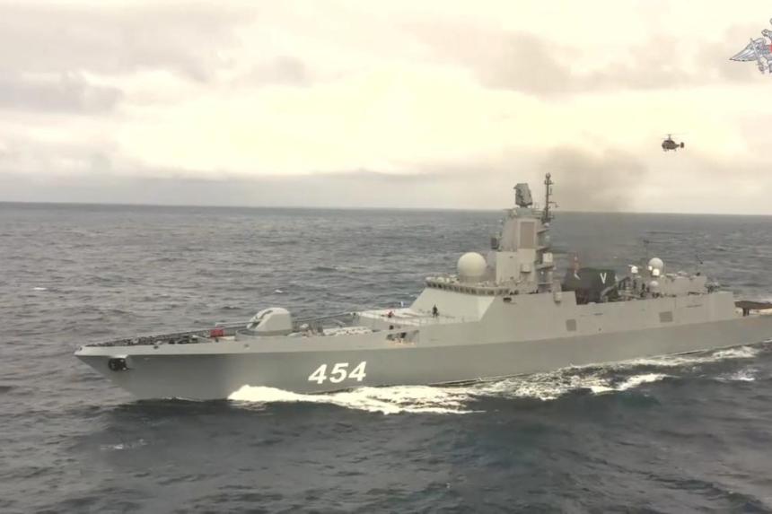 Russian navy frigate conducts drills in Atlantic, defence ministry says ...