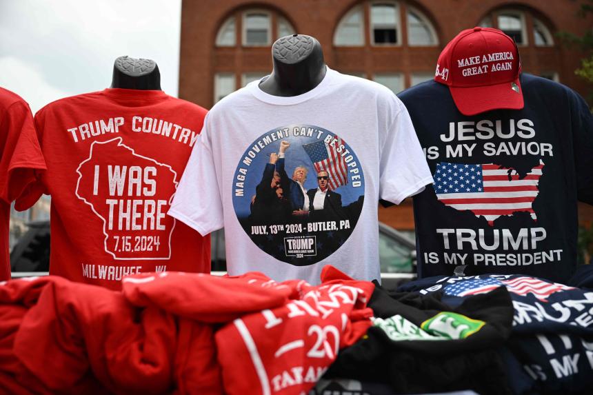 Trump fist-pump shirts in merch spotlight at Republican convention ...