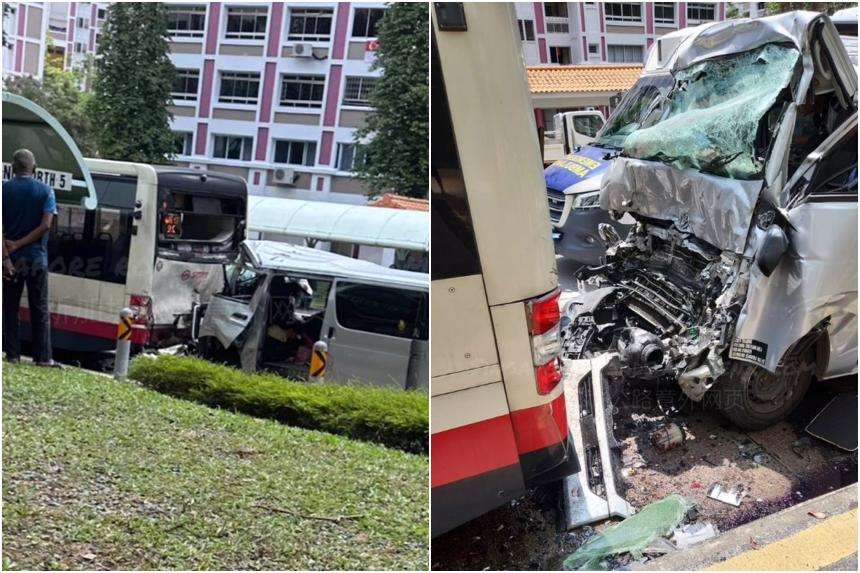 Van driver dies after crashing into stationary bus in Choa Chu Kang ...