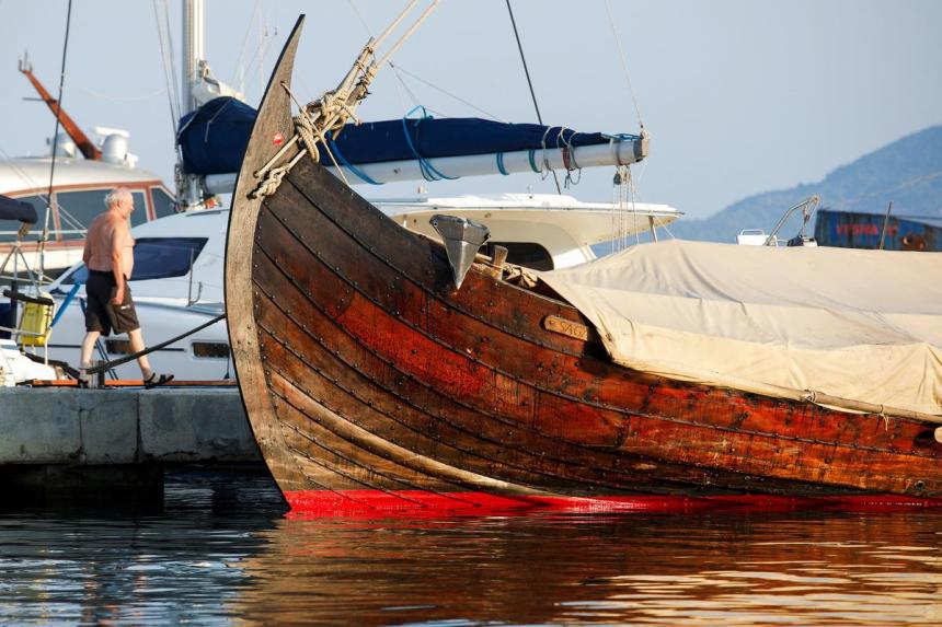 Viking ship navigating seafarers' ancient routes berths in Adriatic ...