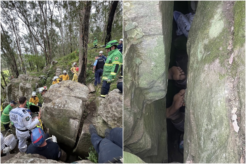 Aussie woman stuck upside down for 7 hours between boulders after ...