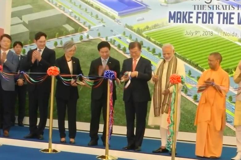 Samsung opens world's biggest smartphone factory in India | The Straits ...