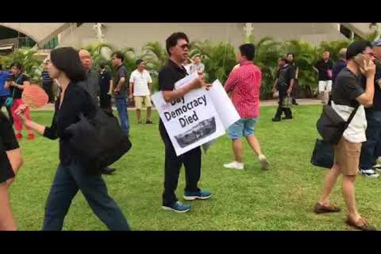 Hundreds take part in silent protest against reserved election at Hong ...