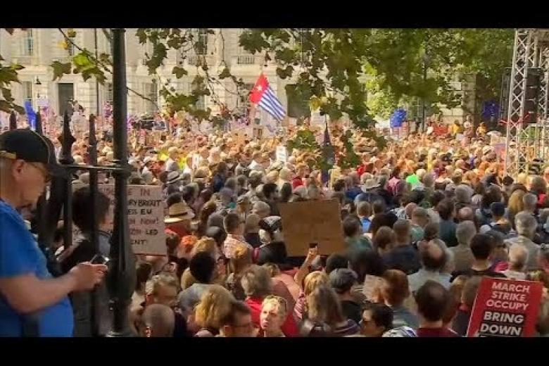 Tens of thousands take to streets to protest British PM Johnson's ...